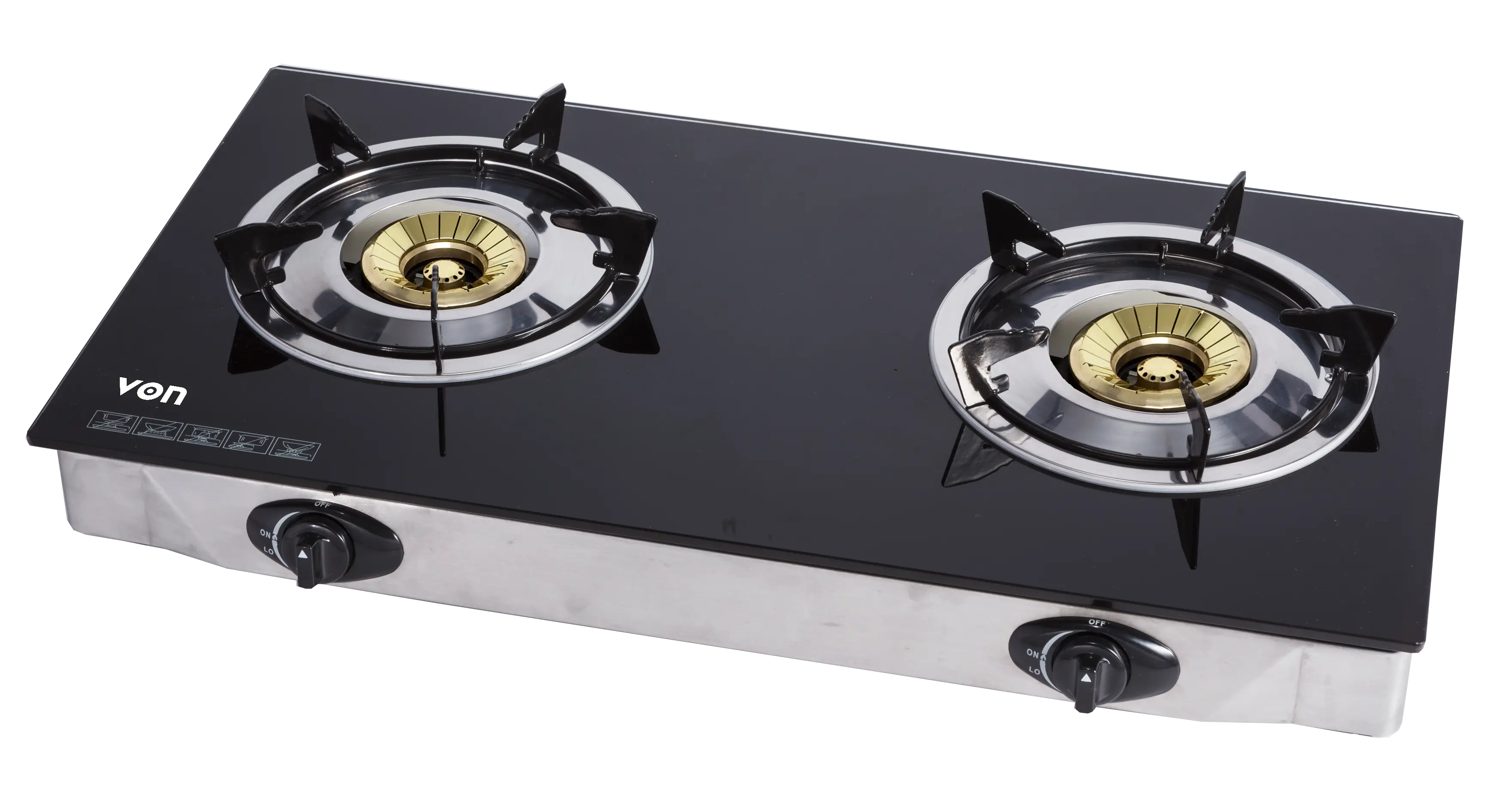 Von VCT2BWGG Table Top 2 Brass Burner - Glass | Hotpoint Appliances Kenya