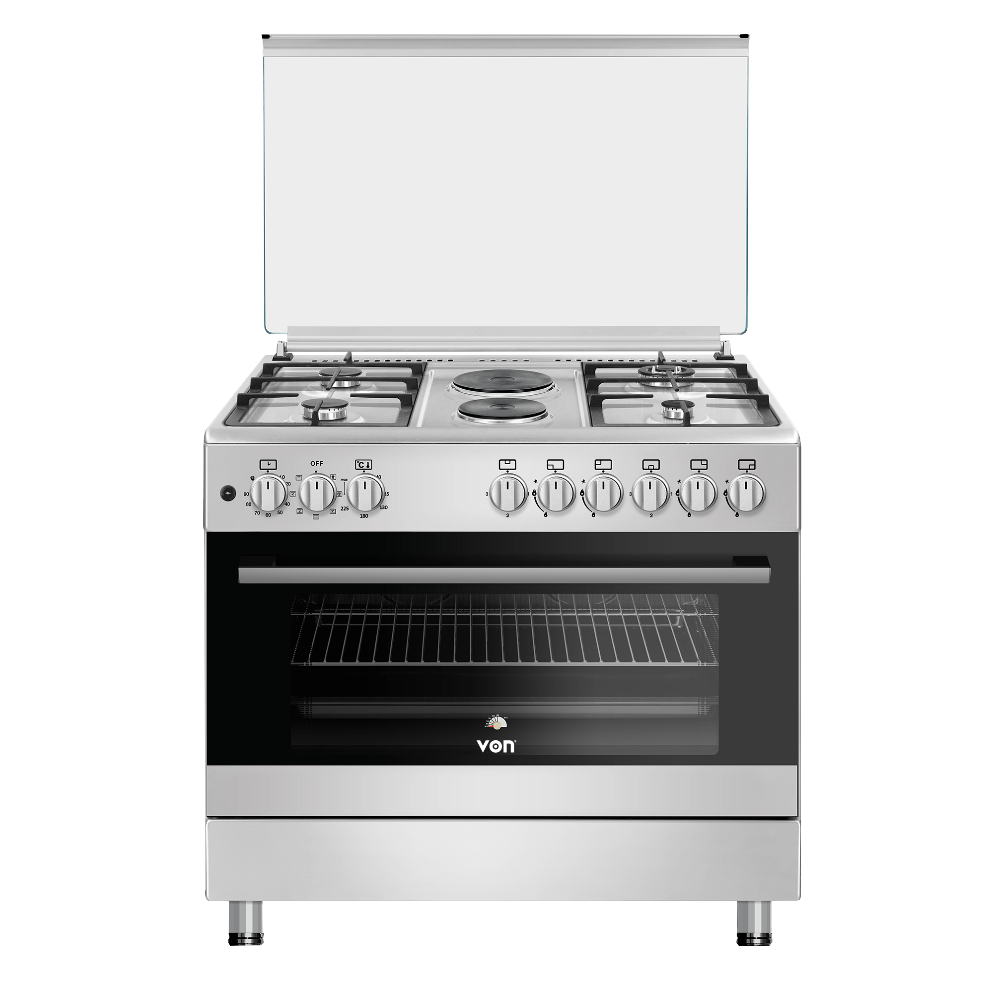 Von Cooker 4 Gas + 2 Electric - VCF964271FFX, Semi-Inox | Hotpoint ...
