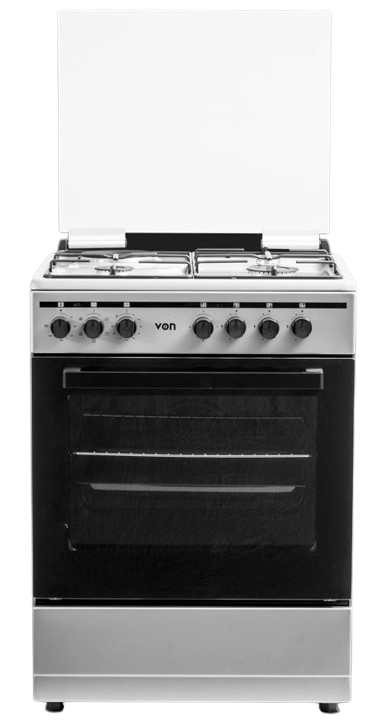 VON Cooker 4 Gas + Electric oven - VCF664061FSX Cast Iron Semi Inox ...